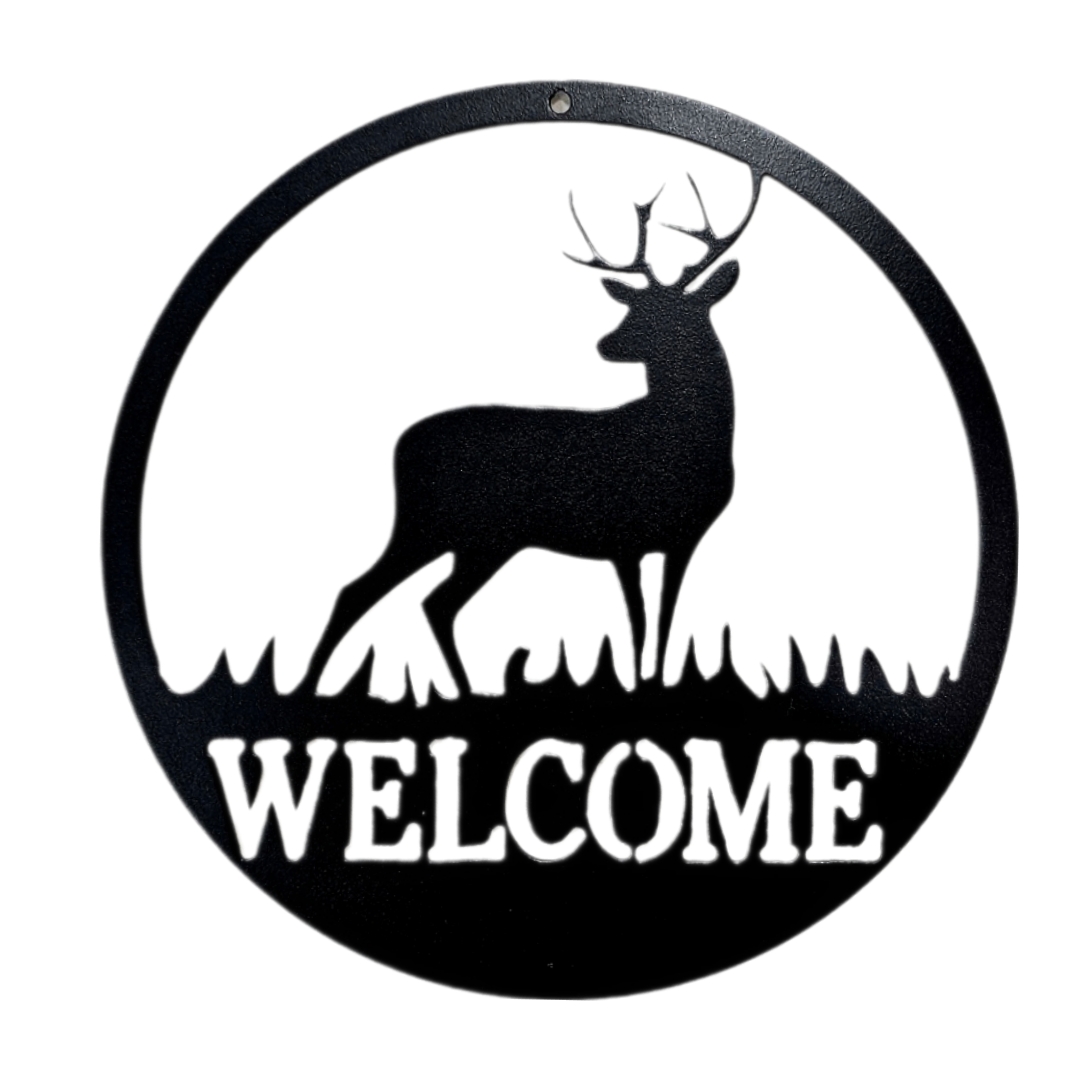 10 Inch Deer Welcome Sign Wall Decor - Underdog Metal