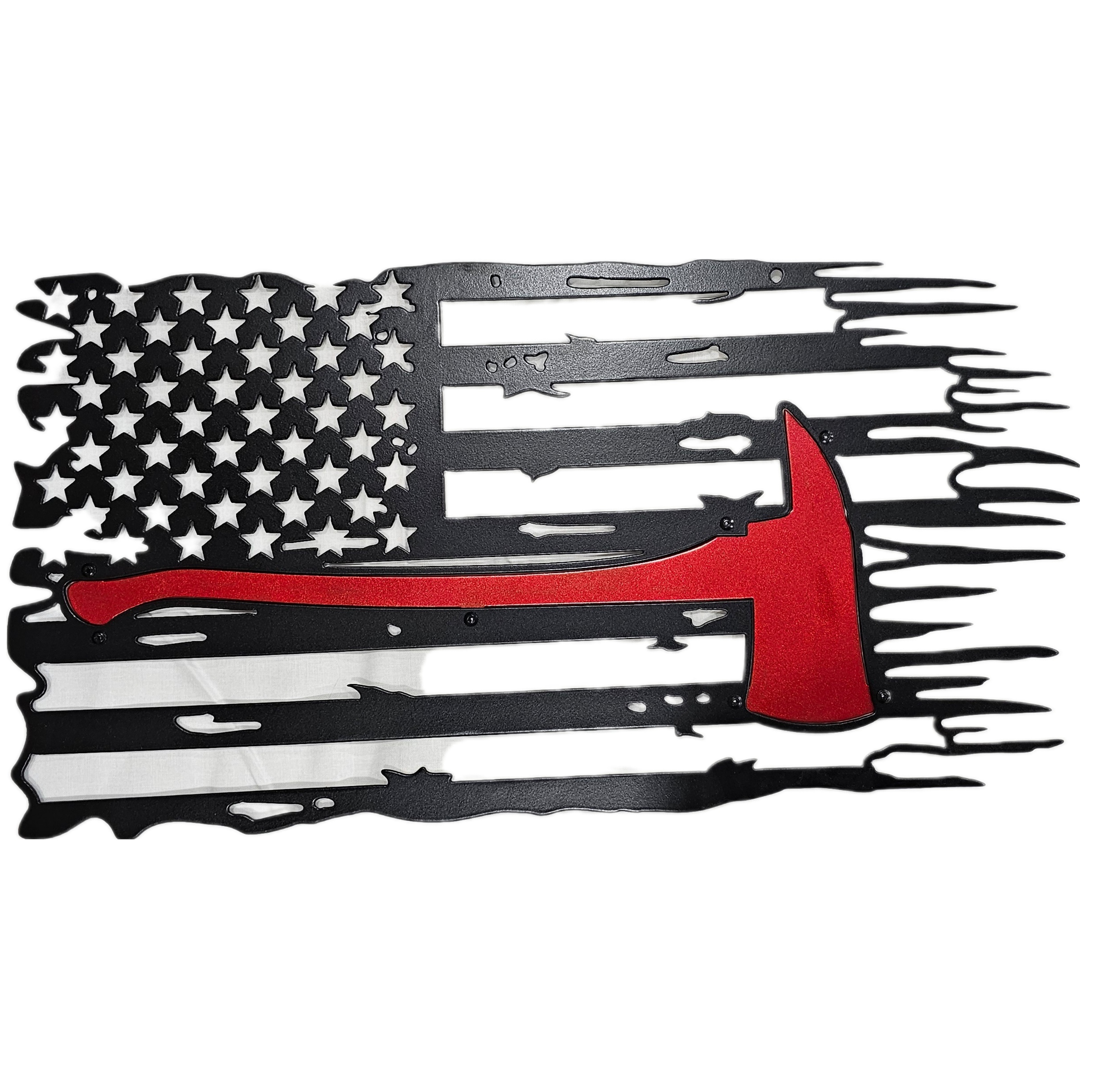 Red Line Tattered Flag with Axe - Underdog Metal