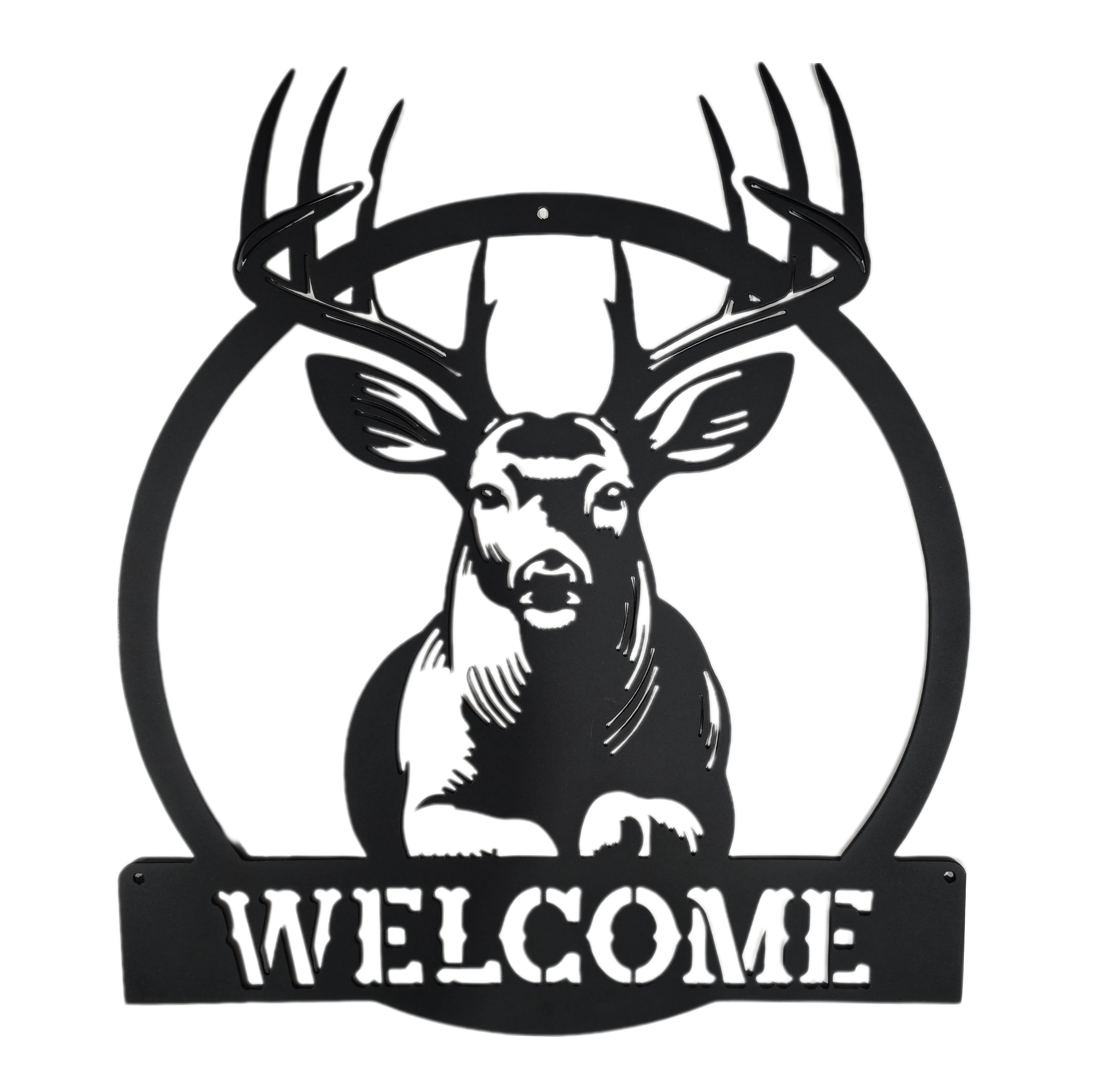 20-inch Deer Welcome Sign Wall Decor - Underdog Metal