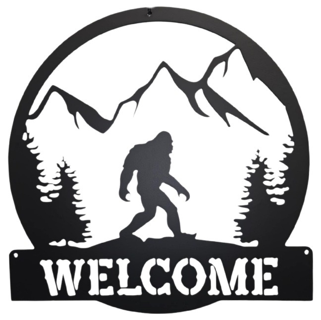 20-Inch Bigfoot Welcome Decor Sign - Underdog Metal