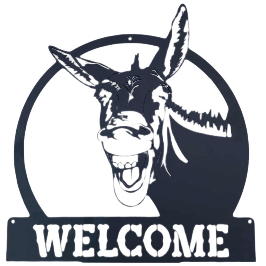 20-Inch Donkey Welcome Sign - Underdog Metal